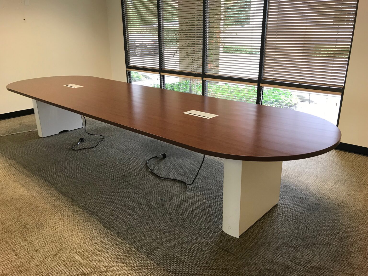 HON, Espresso Laminate Conference table with power module and white ...