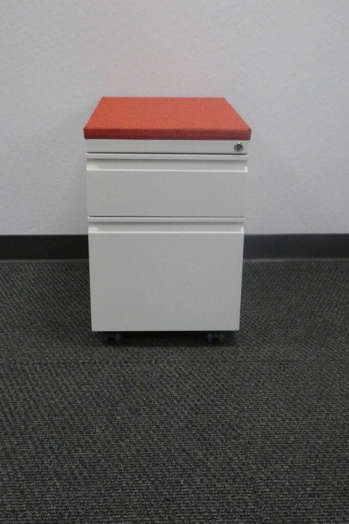 Haworth, Mobile Pedestal with Red Cushion- Soft White Finish ...